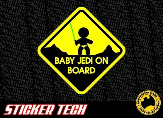 WARNING BABY JEDI On Board Lightsaber Sticker Decal Suit Star Wars ...