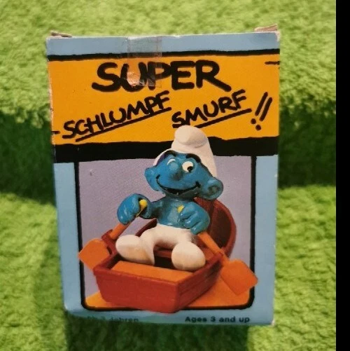 4.0219, SCHLEICH, SUPER Schlumpf, Schlümpfe, Schlumpf im Ruderboot ...
