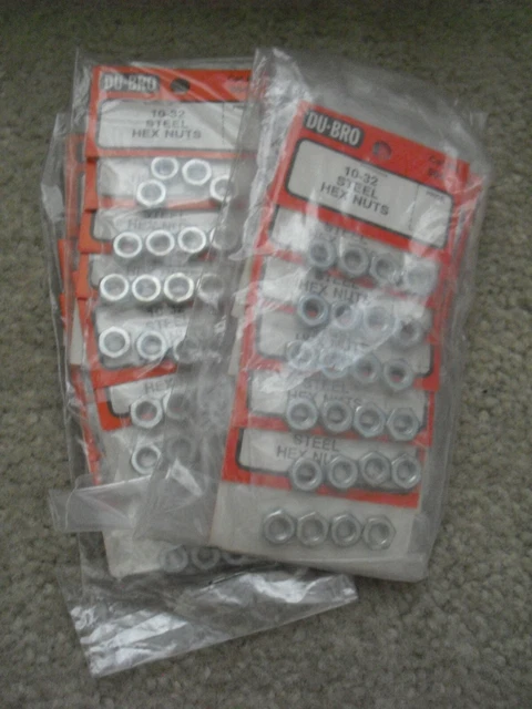LOT OF 24 Du-Bro RC Part Packs 10-32 Steel Hex Nuts #564 NIP $35.10 ...