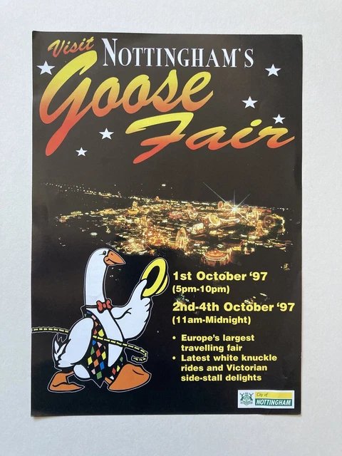 NOTTINGHAM GOOSE FAIR 1997 Leaflet. Fairground. Funfair. Showman’s. £3. ...