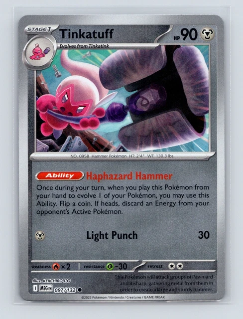 POKÉMON TCG TINKATUFF 097/132 ME01: Mega Evolution Reverse Holo NM £1. ...