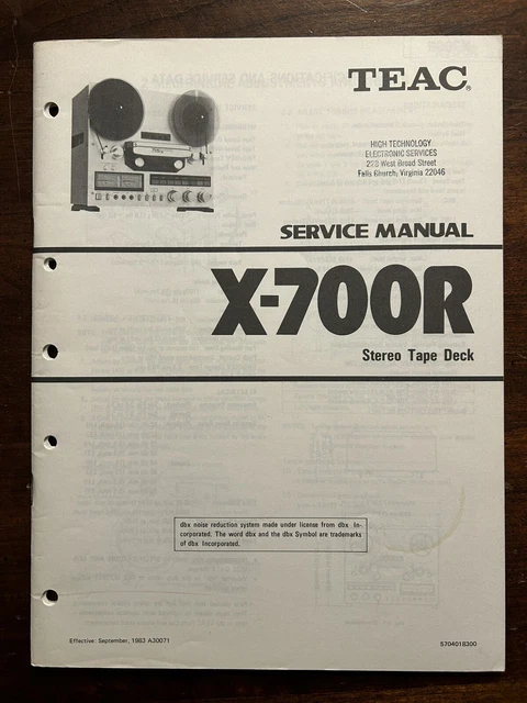 TEAC X-700R STEREO Tape Deck Reel to Reel Service Manual OEM Vintage ...