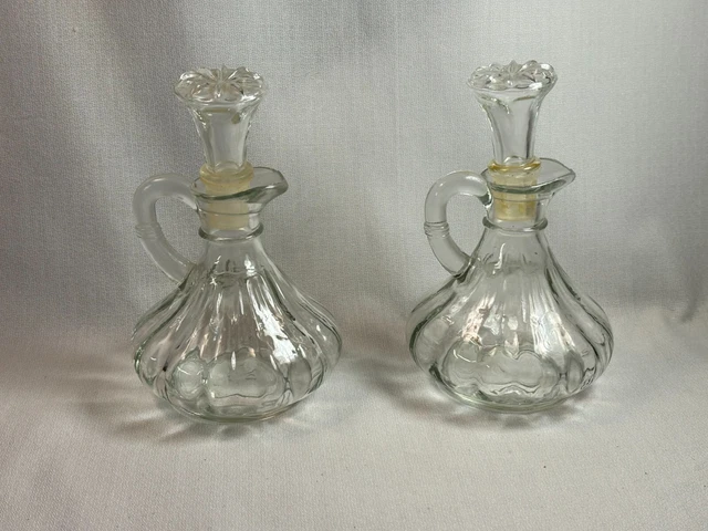 ANCHOR HOCKING CRUET Set with Stoppers Vinegar / Oil / Syrup Pitcher £9 ...