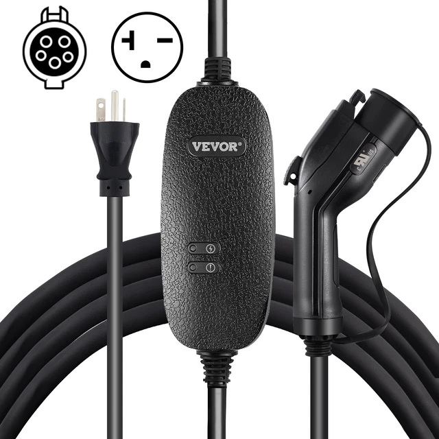 VEVOR PORTABLE EV Charger EV Car Charging Cable 16 Amp Level 2 NEMA 6 ...