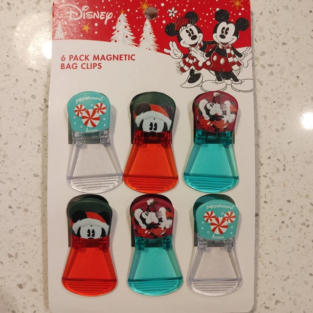 DISNEY MICKEY MOUSE Christmas Kisses Set 6 Magnetic Magnets Bag Chip ...