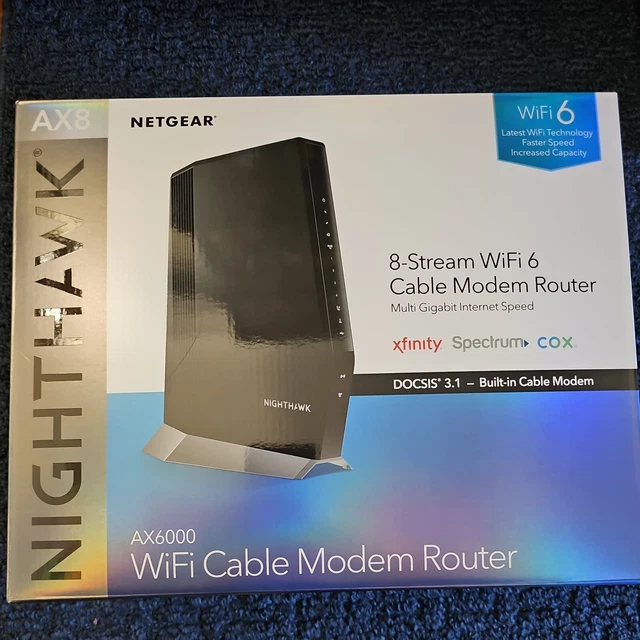 NETGEAR NIGHTHAWK AX8 AX6000 Cable Modem Router Combo CAX80 *please ...