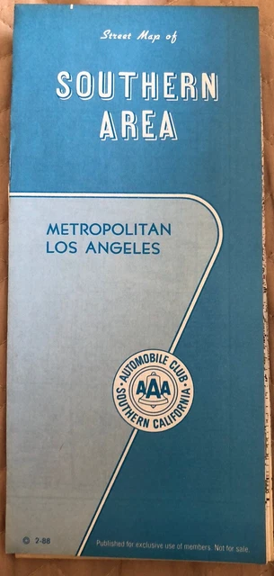 AAA MAP OF Southern Area - Metropolitan Los Angeles California LN 1988 ...