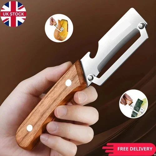 PREMIUM VEGETABLE PEELER with Wooden Handle and Bottle Opener 2 in 1 ...