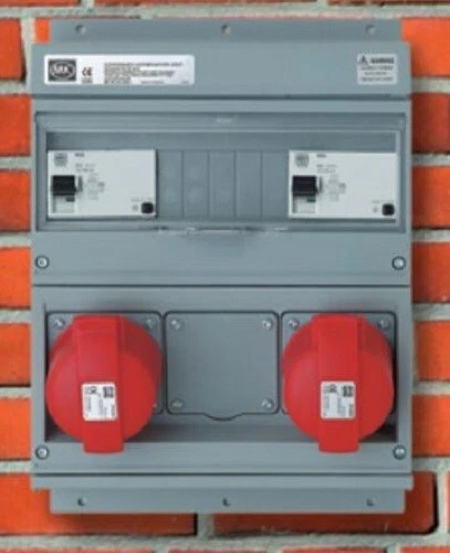 MK COMMANDO SOCKET K13186RED Twin 32A RCD Protected 3P+N+E Sockets 415V ...