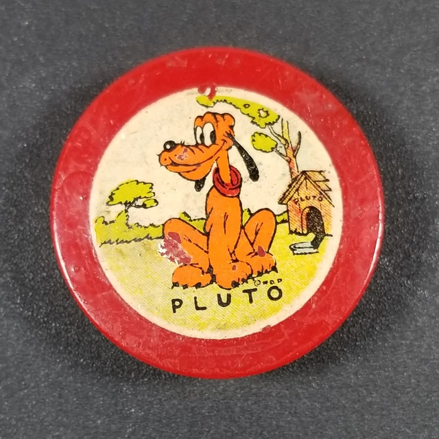 VINTAGE 1940'S WALT Disney PLUTO Red Bakelite Round Decal PENCIL ...