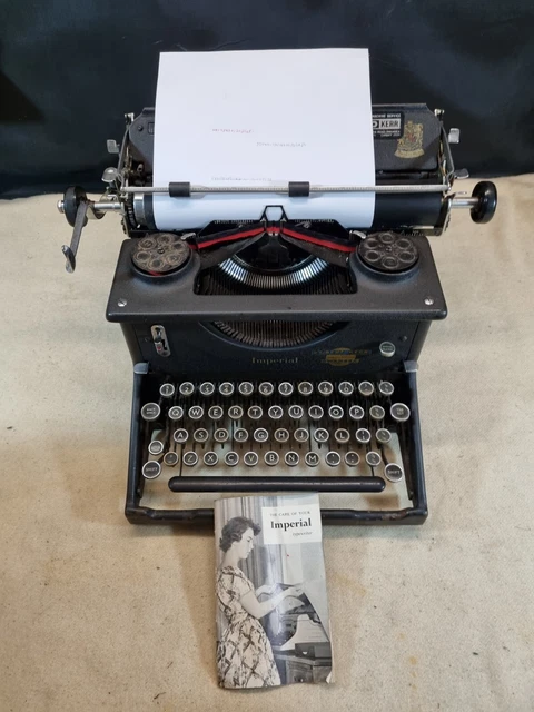VINTAGE IMPERIAL TYPEWRITER & Booklet Number H6112 Dim = 10" H x 14.5 ...