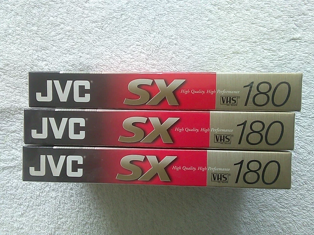 3 JVC E-180 SX VHS Blank Video Tapes 3 Hour New & Sealed Video ...