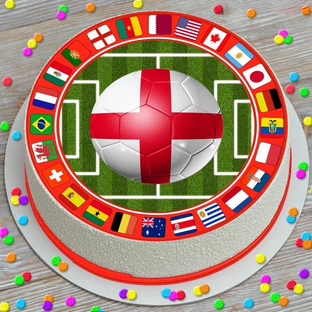 ENGLAND FOOTBALL WORLD Cup 2022 Edible 7.5 Inch Cake Topper Cake ...