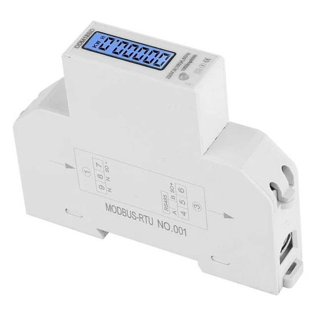 DIN RAIL RS485 Protocol Single Phase Electric-Energy Meter 5(100A) Detector Tool £29.15 ...