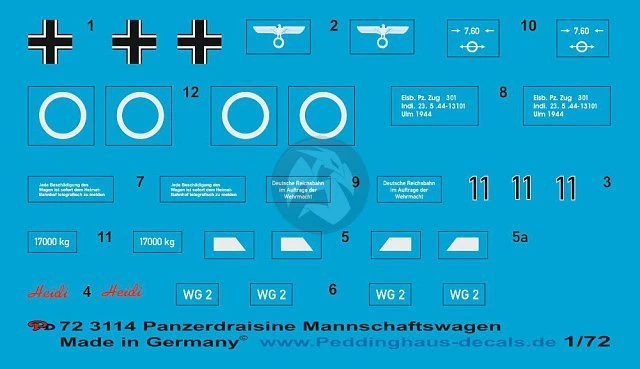 PEDDINGHAUS 1/72 PANZERDRAISINE German Armored Infantry Car Markings ...