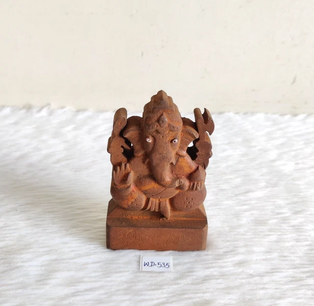 ANTIQUE FAIT LORD Ganesha Figurine Statue en Bois Vieux de Collection ...