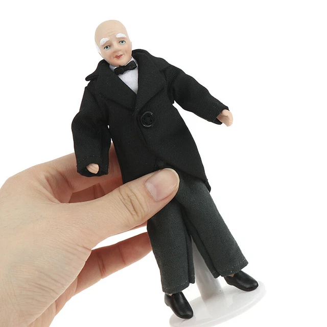 1:12 DOLLHOUSE MINIATURE Porcelain Doll Model Old Man Servant Butler ...
