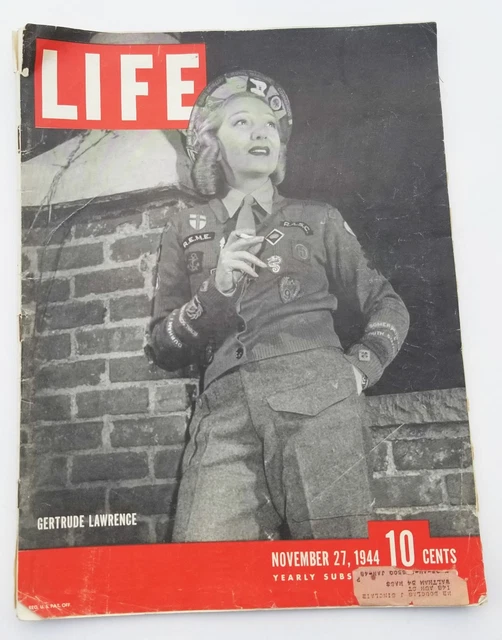 LIFE MAGAZINE NOVEMBER 27 1944 Gertrude Lawrence Good Grade World War ...