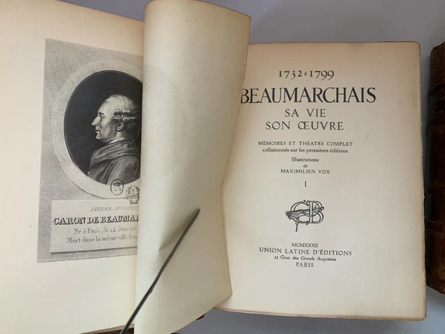 LIVRE ANCIEN 1932 BEAUMARCHAIS, Sa vie, Son oeuvre 4vol Numéroté, Illustré Vox EUR 40,00 ...