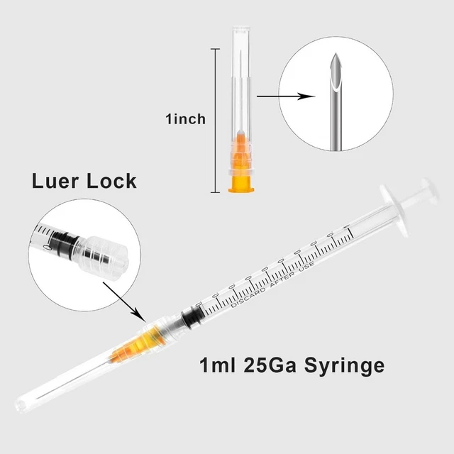 PLASTIC MANUAL PUSH Syringe 25Ga Feeding Device Straight Tip Needle £2. ...