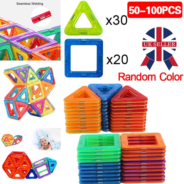 50/100X MAGNETIC CONSTRUCTION Building Blocks Magnet Shape 3D Games Toy ...