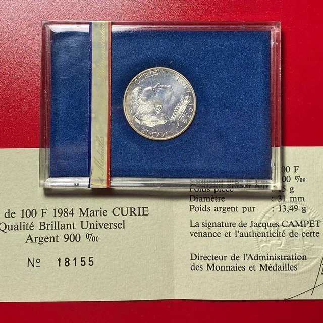 1984 FRANCE 100 Francs Silver Bu Marie Curie Monnaie Paris Mint Sealed Box+Coa £37.98 - PicClick UK