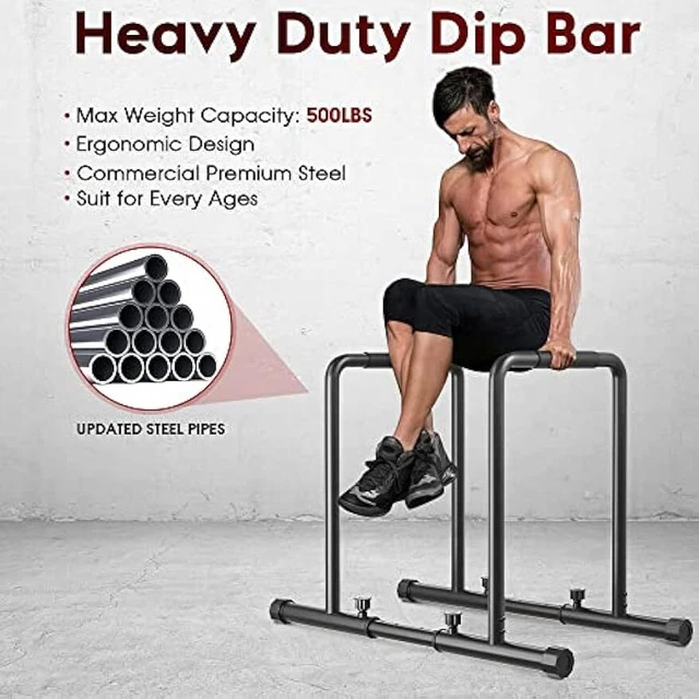 DIP STAND HEAVY Duty Dip Bar Push Up Station Exercise Adjustable for ...