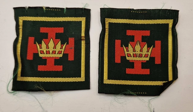 WW2 BRITISH ARMY 48th Infantry Division Formation Sign Patch Pair Silk ...