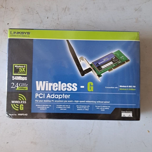 LINKSYS WIRELESS-G PCI Adapter Desktop Wi-Fi Card 2.4GHz Network WMP54G ...