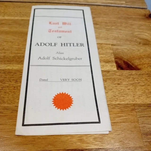 LAST WILL & TESTAMENT OF ADOLF HITLER WWII Comic Propaganda £16.12 ...