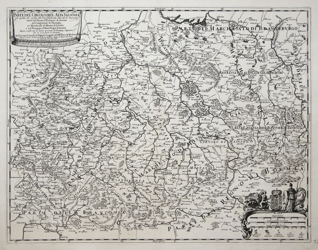 SASSONIA TURINGIA LAUSITZ Originale Incisione Cartina Geografica Rossi ...