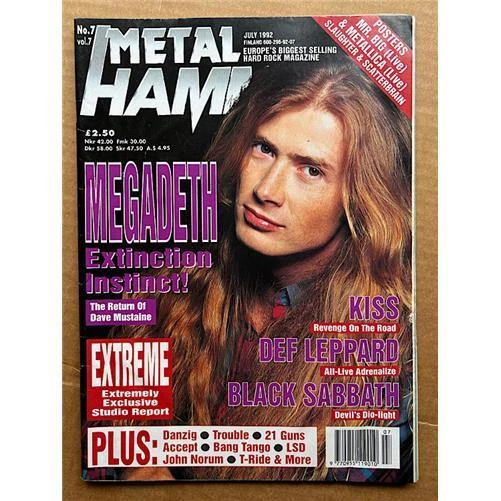 MEGADETH METAL HAMMER Magazine Juillet 1992 Couverture Mustane Dave ...