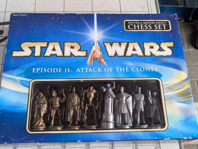 STAR WARS CHESS Set Episode II Attack of the Clones Pewter Bronze £16. ...