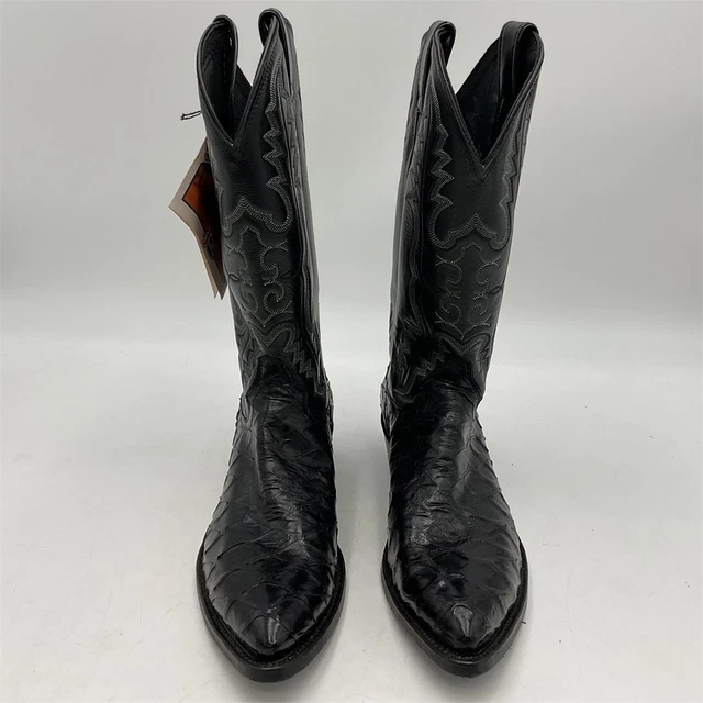 RARE NEW VINTAG Justin Mens Ant Eater Leather Boots 10.5D Black Cowboy ...