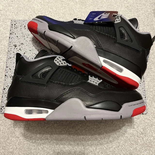 NUOVE NIKE AIR Jordan 4 Retro Bred Reimagined UK8,5, spedizione veloce ...