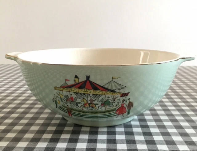 VINTAGE ALFRED MEAKIN Carousel Fairground Celadon Green Bowl £15.00 ...