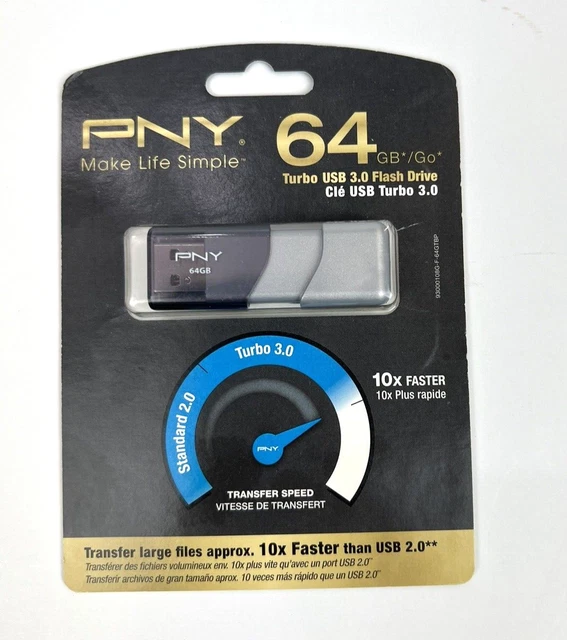 NEW PNY P-FD64GTBOP-GE Elite Turbo Attache 3.0 USB Flash Drive $19.95 ...