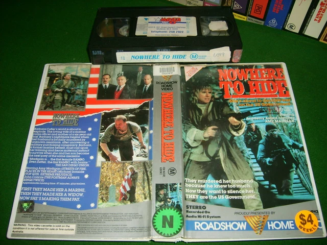 NOWHERE TO HIDE (1987) - Rare Roadshow Home Video VHS Issue - Action ...