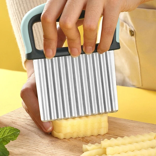 WAVY KNIFE POTATO Cutter Knife Stainless Steel Fries Vegetable Slicer ...