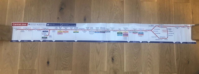 CENTRAL LINE TUBE Map 2022 London Underground Line Diagram £1.25 ...
