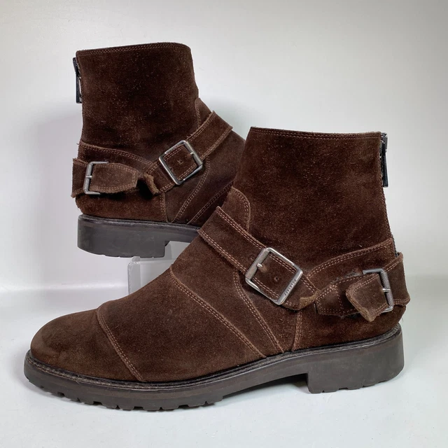 BELSTAFF SUEDE BOOTS Men's UK 9 Brown Trailmaster Shoes Made in Italy ...