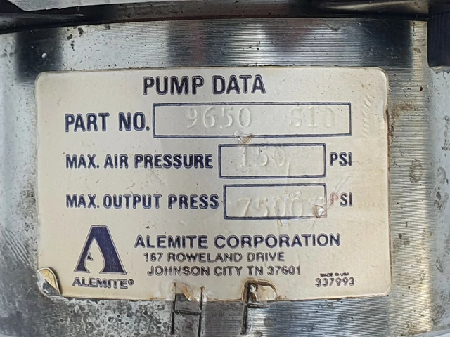 ALEMITE 9650 S10 PML Pneumatique Graisse Pompe 7500 Psi # Fabriqué En ...