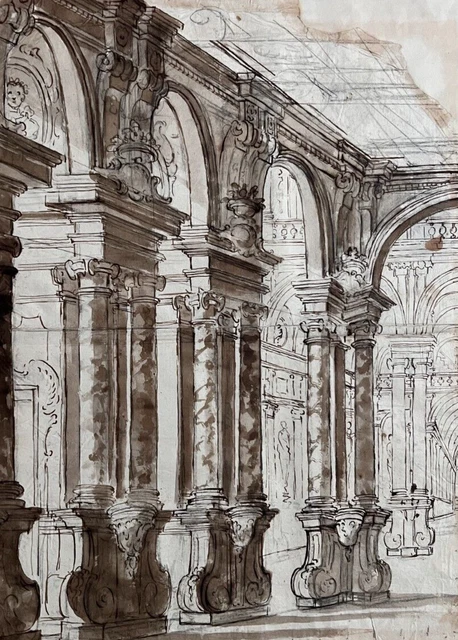 DISEGNO ANTICO ORIGINALE architettura, scultura, arte, porte XVIII ...