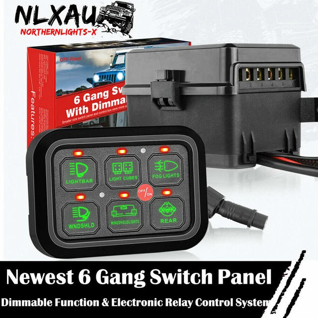 6 GANG SWITCH Panel Circuit Control Box For Front Bumper LED Driving ...