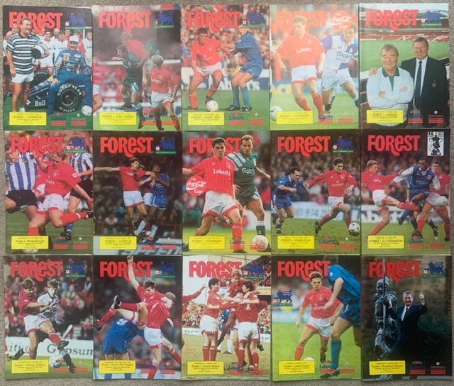 NOTTINGHAM FOREST FC 1992 1993 HOME FOOTBALL PROGRAMME COLLECTION BULK ...