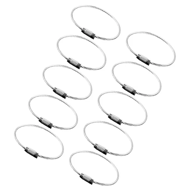 10PCS DIY STEEL Wire Rope Key Chain Toy Key Ring Luggage Tags ID Tag ...