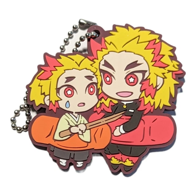 DEMON SLAYER: KIMETSU no Yaiba Senjuro Kyojuro Rengoku Rubber Keychain ...