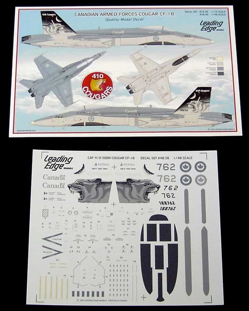 1/48 RCAF CF-18 COUGAR model decal set by Leading Edge Models $7.00 ...