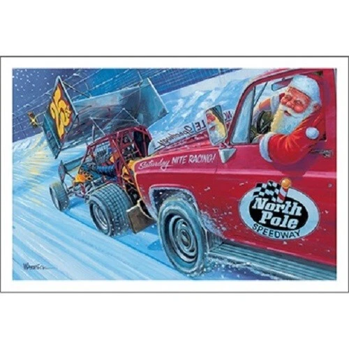 SPRINT OPEN WHEEL Christmas Cards Santa Pushing #X10808 (10 Pack) W ...