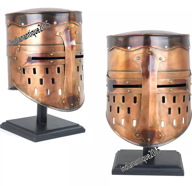 MEDIEVAL COPPER FINISH Knight Armor Crusader Templar Helmet Rustic home ... MEDIEVAL COPPER FINISH Knight Armor Crusader Templar Helmet Rustic home ...
